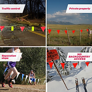 NACARUM Fluorescent Orange OSHA Perimeter Marking Flags (102FT string) Warn of hazardous areas, traffic control.Marking construction sites, scaffolding, sporting events, private property.
