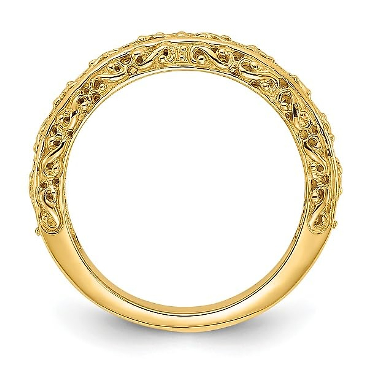 IceCarats 14K Yellow Gold 3mm Antique Filigree Wedding Band Ring Size 6