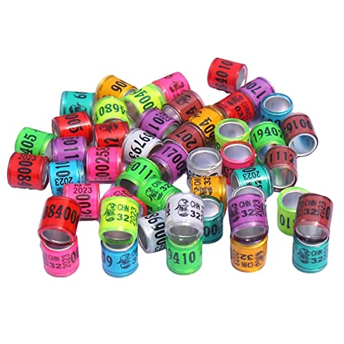 Gazechimp 50pcs Reusable 2023 Pigeon Leg Rings Numbered 8mm Bird Foot Bands for Parrot, Quail, Chicks, Small Poultry, Canary, Lovebirds, Ducks, Mixed Color