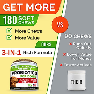 Probiotics + Allergy Relief for Dogs Bundle - Chewable Fiber Supplement + Itchy Skin Treatment - Digestive Enzymes + Omega 3 & Pumpkin - Upset Stomach Relief + Itch Relief- 360 Chews - Made in USA