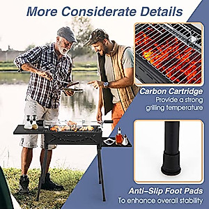 Giantex Charcoal Grill with Automatic Rotisserie Kit, 2 Folding Side Tables, Detachable Legs, Portable Chicken Roaster turkey Kabab Grill, Quick Setup for Backyard Barbecue Camping