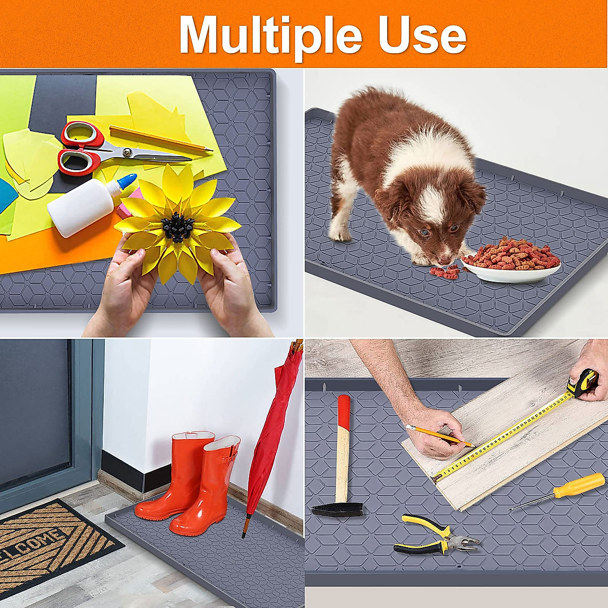 Under Sink Mat for Kitchen Silicone Waterproof Mat for 36" Cabinet, Kitchen Cabinet Liner, Under Sink Tray for Drips Leaks Spills Easy to Clean