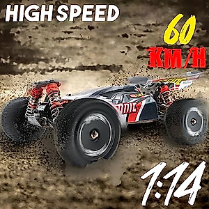 LFOLUSU 1:14 Fast RC Cars for Adults, Max 60KM/H Hobby Electric RC Trucks Hobby Remote Control Car 4X4 All Terrain Off-Road Racing Buggy Two Batterie Waterproof Truck Boy Girl Adults Toy Cars for Gift