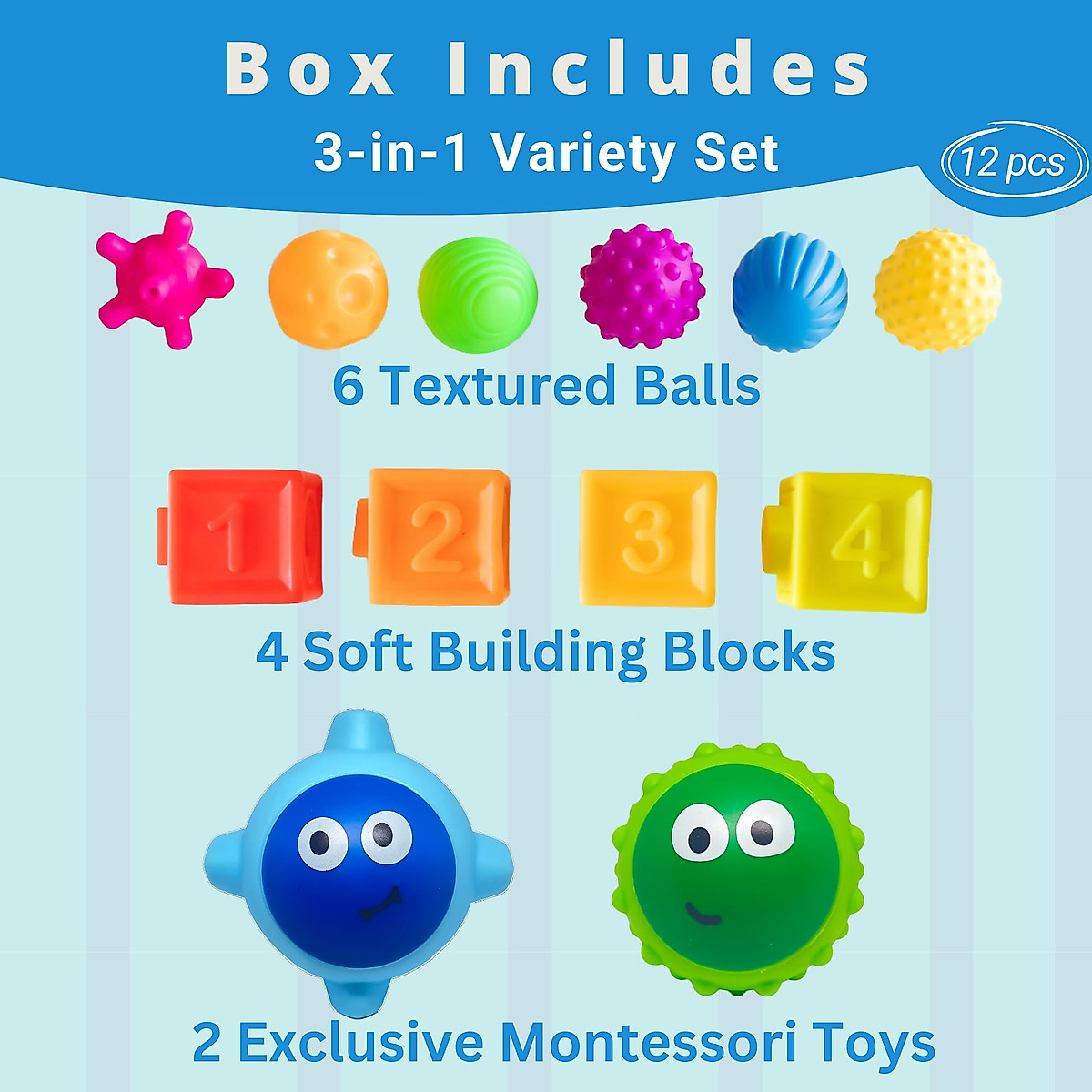 Montessori Toys for Baby, Bath Toys for Toddler, Baby Ball Toy, Teething Toys, Soft Blocks for Baby, Sensory Toys, Autism Sensory Toys, Learning Resources Toys, Number Toys, Animals, Shapes