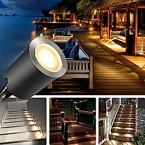 SMY Lighting Recessed LED Deck Light Kits with Protecting Shell φ32mm, In Ground Outdoor LED Landscape Lighting IP67 Waterproof,12V Low Voltage for Garden,Yard Stair,Patio,Floor,Kitchen Decoration
