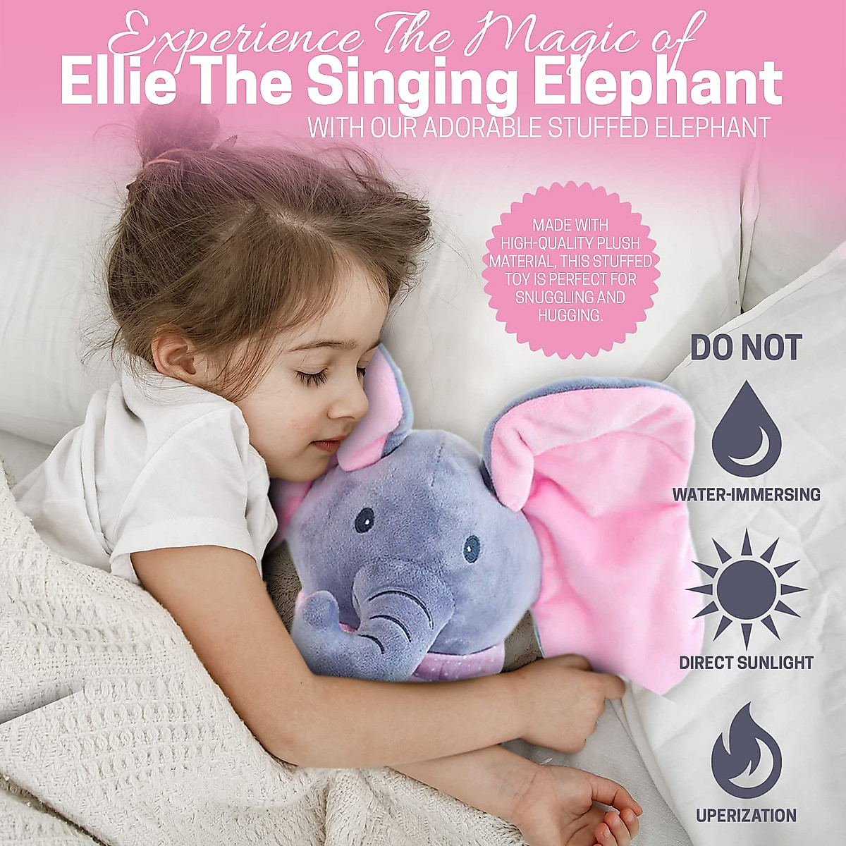 13MARCH Ellie The Elephant - Musical Peek-a-Boo Elephant Toy - Interactive Stuffed Baby Animal with Moving Ears for Baby - Hide and Seek Fun - Elephant Plush Baby Toy