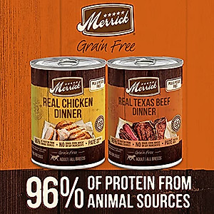 Merrick Grain Free Wet Dog Food Variety Pack, Real Texas Beef and Chicken Dinner, Canned Dog Food - (12) 12.7 oz. Cans