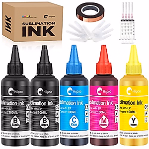 Hiipoo 500ML Sublimation Ink Refill for ET2400 ET-2720 ET-2760 ET-2800 ET-2803 ET-2850 ET-4800 ET-15000 ET-3760 Inkjet Printer Heat Press Transfer on Mugs T-Shirts Pillows (Upgrade Version)