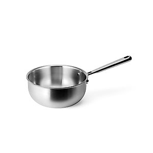 Misen 2 QT Stainless Steel Saucier Pan with Lid - 5-Ply Steel Sauce Pan