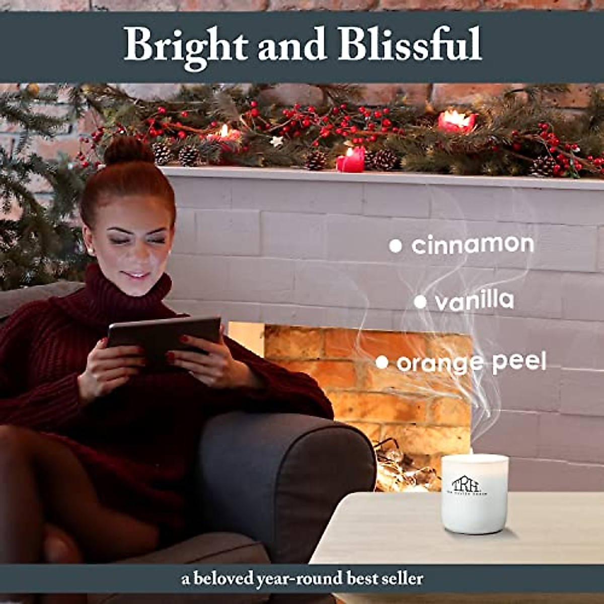 The Rustic House Candles Soy Wax Candle Home Decor | Non Toxic Candles Long Burning Candles | Hand Poured Soy Candle Aesthetic Candles in Glass Container with Wood Lid,Orange Peel + Cinnamon