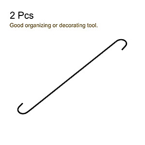 uxcell S Hanging Hooks, 20inch/500mm Extra Long Steel Hanger, Indoor Outdoor Uses for Garden, Bathroom, Closet, Workshop, Kitchen, Black, 2Pcs