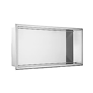 WHISTLER 24 in. X 12 in. X 4 in. Square Recessed Shower Wall Niche in Brushed Stainless Steel Storage for Shampoo, Soap and other Bathroom Essentials, Sliver