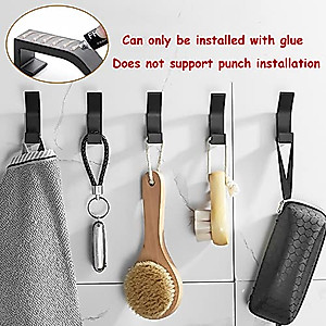 WANYD Small Towel Hooks for Bathrooms 6 Pack, Glue on not Screw, Black Modern Coat Hooks Adhesive Wall Hooks, Waterproof Bath Robe Hook for Hanging Clothes, Hat, Key