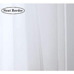 PI Sheer White Curtains 63 Inch Length Short Window Curtains Rod Pocket for Living Room/Bedroom 2 Panels (W52 X L63, Optical White)