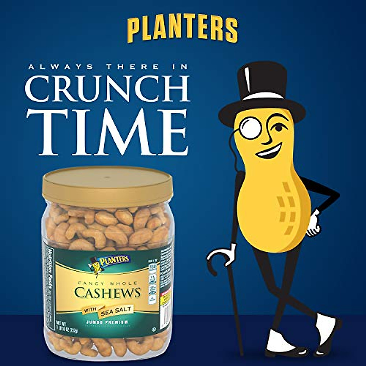 PLANTERS Fancy Whole Cashews with Sea Salt, 26 oz. Resealable Jar - Made with Simple Ingredients - Good Source of Vitamins and Minerals - Kosher (Packaging May Vary)