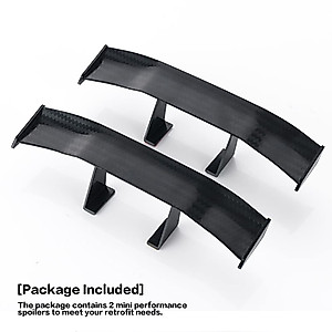 2 PCS Car Mini Spoiler Wing,6.7 Inch Car Tail Wing Mini Auto Carbon Fiber Texture Decoration Without Perforation,Universal Mini Tiny Trunk Spoiler Auto exteriores Rear Tail Wings for Most Cars