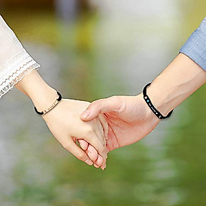 Uloveido Stainless His Crazy and Her Weirdo Bracelet Set, Matching Relationship ID Couple Bracelets for Him Her (Crazy Weirdo)