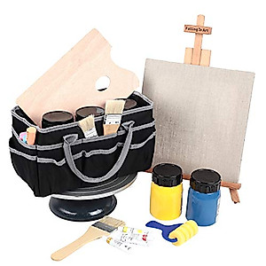 Jjring Craft and Art Organizer Tote Bag - 600D Silver Nylon Fabric Art Caddy with Pockets - for Art, Craft, Sewing, Medical, and Office Supplies Storage