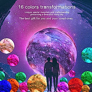 HYODREAM5.9' Moon Lamp Kids Night Light Galaxy Lamp 16 Colors LED Moon Light with Rechargeable Battery Touch & Remote Control as Birthday Gifts for Boys/Girls/Kids