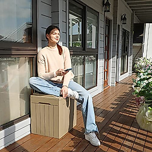 Patiowell 30 Gallon Resin Deck Box, Outdoor Storage Box for Patio Furniture, Deliveries, Pool Supplies,Waterproof and Lockable, Light Borwn