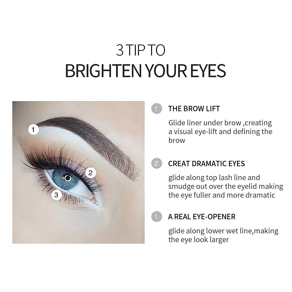 White Eyeliner Pencils Professional Use as Highlighter, Soft, Waterproof, Long-Lasting Eyeshadow, Eye Brightener, Beauty Makeup Tools (12pcs)