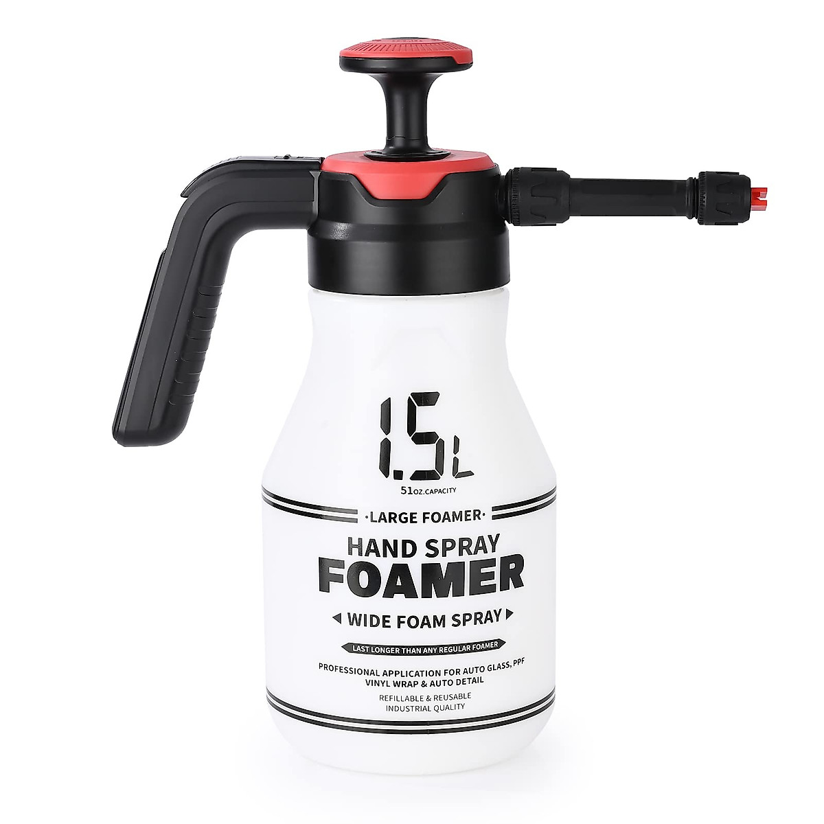 FOSHIO Car Wash Foam Pump Sprayer 0.4 Gallon, Hand Pump Pressure Sprayer with Trigger Lock Water Sprayer for Car Detailing, Lawn and Garden