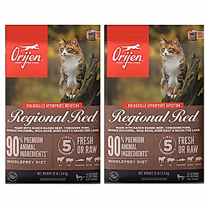 Orijen 2 Pack of Regional Red Biologically Appropriate Cat Food, 4 Pounds Each, Grain-Free, Made in The USA