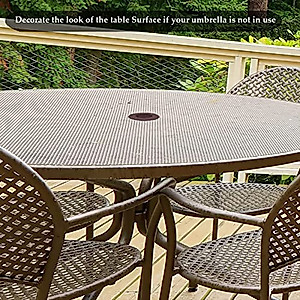 Ehiog Patio Table Umbrella Hole Ring and Cap Set, 2 Inch Silicone Transparent Umbrella Hole Ring Plug and Cap Set for Outdoor Patio Garden Beach Table Umbrella Plug (Brown - 2 Set)