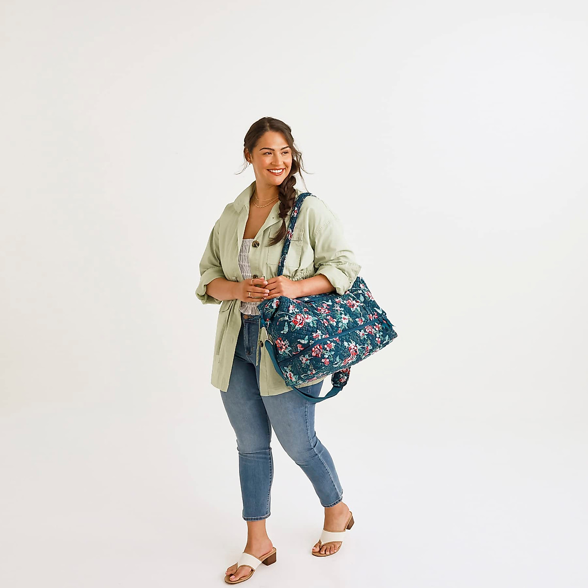 Vera Bradley Women's Cotton Deluxe Tote Travel Bag, Ikat Island, One Size US