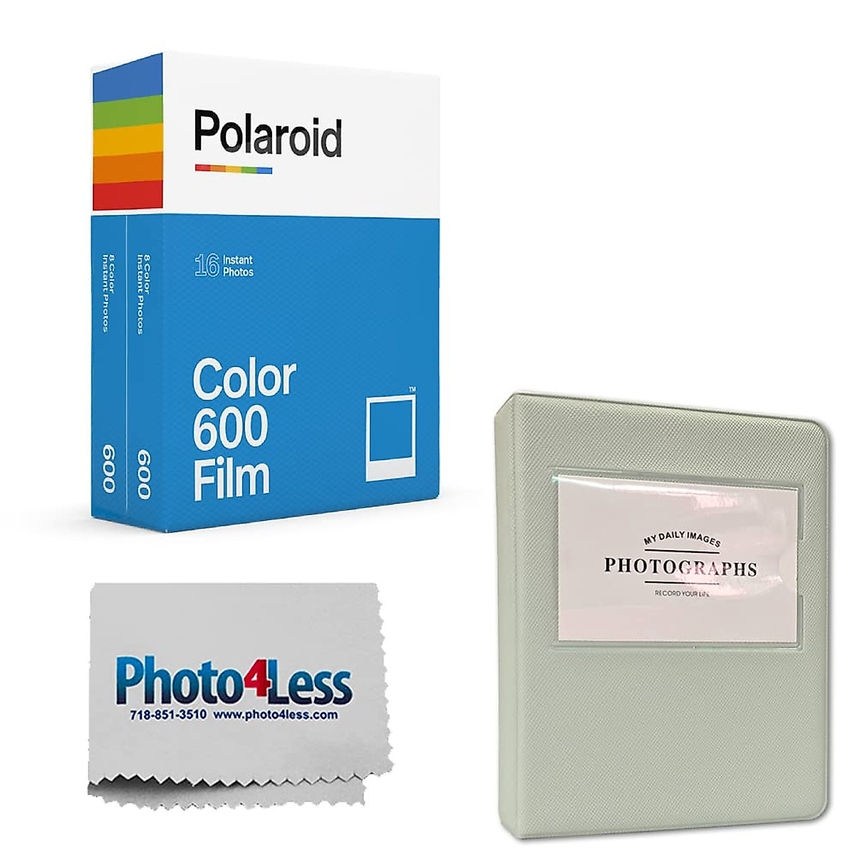 Polaroid Color Instant Film for 600 - Double Pack (16 Sheets) | Grey Album for Polaroid Instant Film