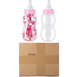 2 Pcs Baby Bottle Candy 11 x 4 Inch Baby Bottle Bank Jumbo Baby Shower Bottles Plastic Baby Bottle Piggy Bank for Baby Shower Party Games Favor Gift Decor (Pink)