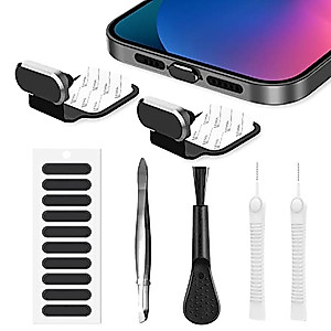 Gavemi iPhone Dust Plug Speaker Cover Kit for Phone Charging Port Protective Cover, Compatible with iPhone (Black)