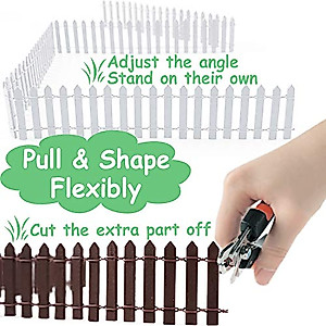MoHern Miniature Fairy Garden Accessories, 80 Inch Fairy Garden Fence, Fairy Garden Supplies, Brown and White Fairy Garden Kits