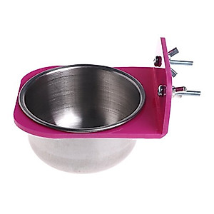 Hypeety Pet Birds Feeder Bowl Mirror Chew Toy Stainless Steel Cup Intelligence Toy for Small Parrots Macaw, African Greys, Cockatiels, Conure Cage Standing Swing Perch (Cage Cup L (3.31×2.05×1.97"))