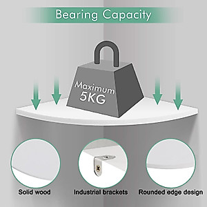 Yuehuam 3 Pack White Corner Floating Shelves Wall Mounted Corner Storage Display Shelving Floating Corner Shelf Rack for Bathroom, Bedroom, Living Room, Kitchen