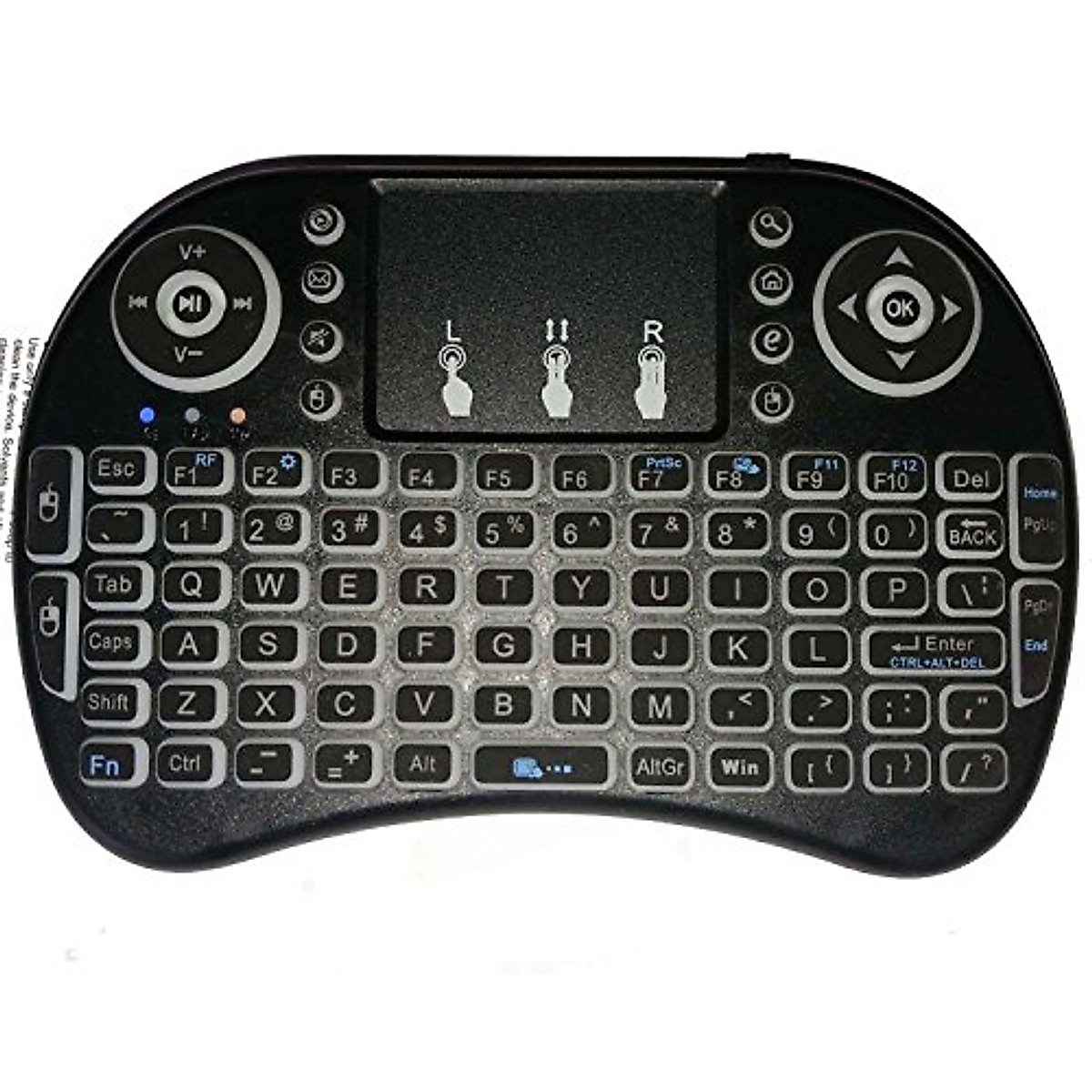 (Upgraded)Rii 2.4GHz Mini Wireless Keyboard with Touchpad,QWERTY,LED Backlit,Portable Keyboard for laptop/PC/Tablets/Windows/Mac/TV/Xbox/PS3/Raspberry Pi .(i8+ Black)