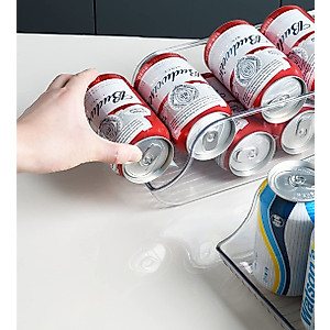 Xicennego Pop-Up Soda Can Dispenser Storage Organizer Bin (2pack-Large&Small) PET Can Holder Storage Beverage Canned Food Organizer For Kitchens Refrigerators Counters Freezers Shops Camping RVs