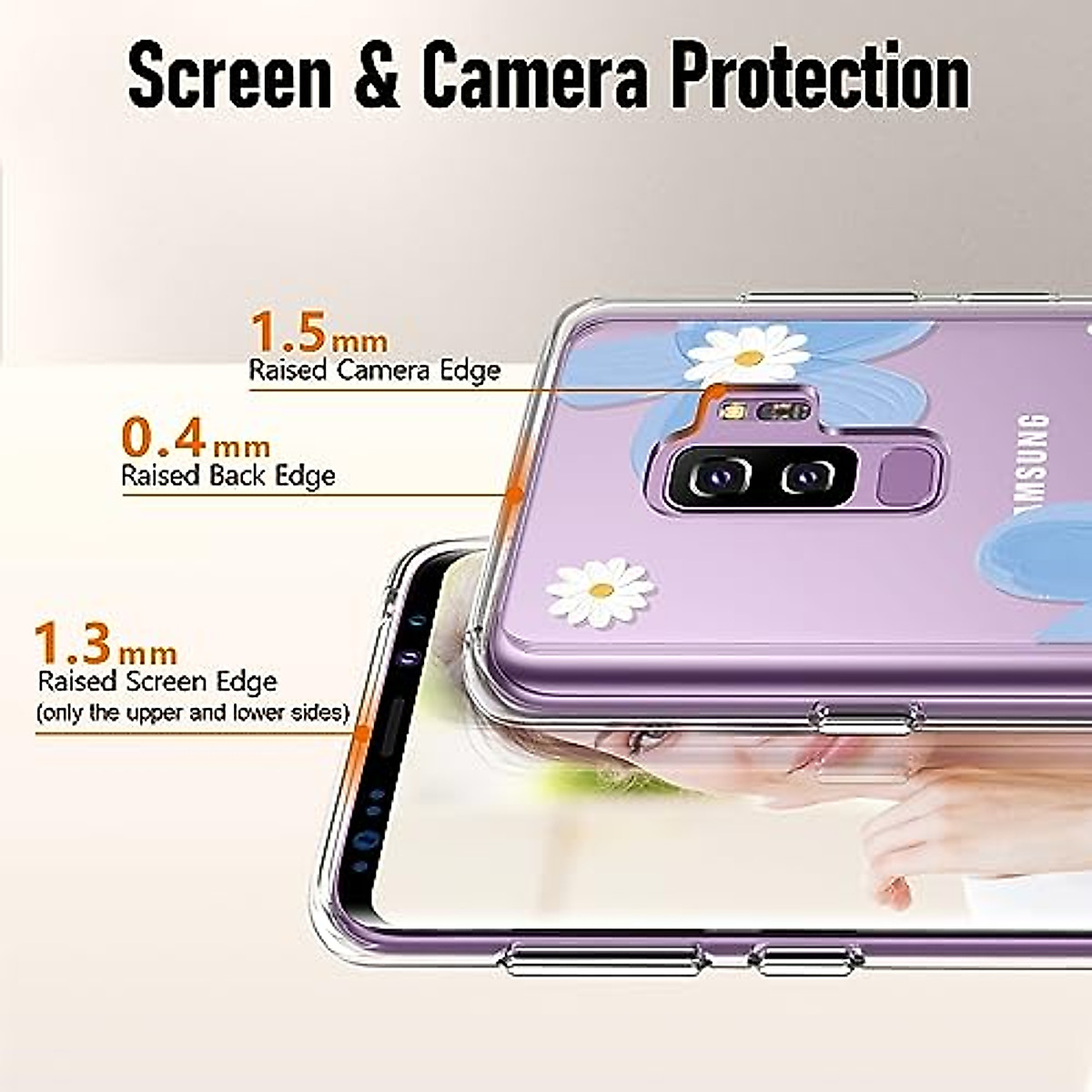 Rayboen for Galaxy S9 Plus Case, Floral Pattern Shockproof Protection Phone Cover, Silicone Protector Funda para Samsung S9 Plus Transparent Flexible Sleek Durable Case