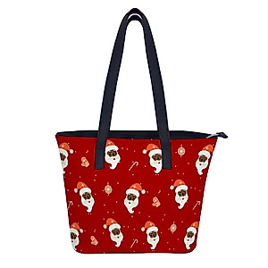 Christmas Santa Women's Tote Bag PU Leather Shoulder Bag Handbags Purse For Work Shopping Travel