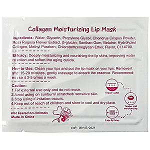 Jakuva 30PCS Collagen Crystal Moisturizing Lip Mask,Gel Lip Pads Lip Balm Lip Masks for Dry Lips,Remove Chapped Skin & Nourish &Moisturizing,Lip Sleeping Mask Great Plump Your Lips,Rose Pink