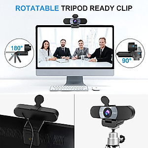 1080P HD Webcam, EMEET Streaming Webcam with 4 De-Noise Mics, Smart AI Focus & Low-light Correction, Adjustable FOV, w/Privacy Cover, Plug&Play USB-C Webcam for YouTube, Gaming Twitch, PC/Mac-Jupiter.