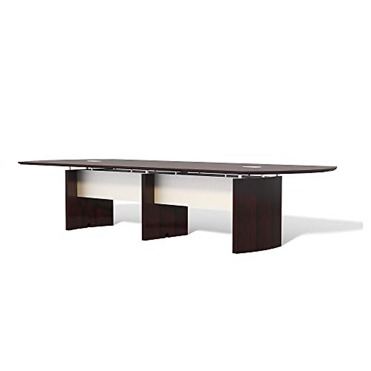 Safco Products Mayline Napoli 12'W x 48"D Curved End Rectangle Conference Table, Mahogany Veneer