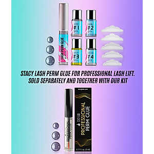 Stacy Lash Lift Kit - Professional Salon Premium Quality Eyelash Perm Curling Lotion & Liquid Full Lifting Set - Eyelash Perming Wave Curling Semi-Permanent