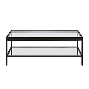 Henn&Hart 45" Wide Rectangular Rectangular Coffee Table in Blackened Bronze, Modern Rectangular Coffee Tables for living room, studio apartment essentials
