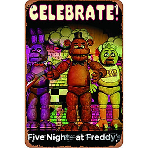 Ysirseu Five Nights At Freddy's-Celebrate Premium Wall Poster Movies & TV series Poster Tin Sign Vintage Metal Pub Club Cafe bar Home Wall Art Decoration Poster
