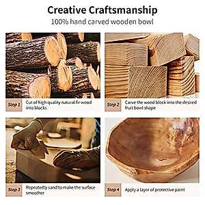 M MIMMU Wooden Fruit Bowl for Decor,Unique Irregular Root Carved Fruit Tray Decorative Plates（8"-10"）