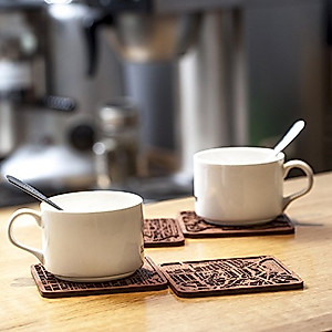 Washington D.C. Map Coaster by O3 Design Studio, Set of 4, Sapele Wooden Coaster with City Map, Handmade