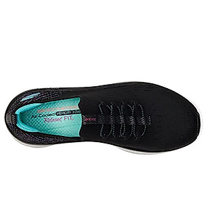 Skechers Sport Women's Women's D'LUX Walker Sneaker, Black/Light Blue, 9.5