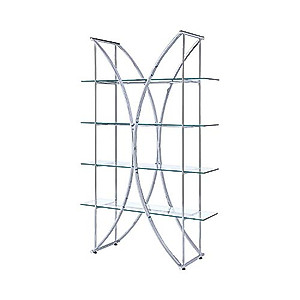 Coaster Home Furnishings X-Motif Bookcase with Floating Style Glass Shelves Chrome and Clear, 16"D x 48"W x 72"H (910050)