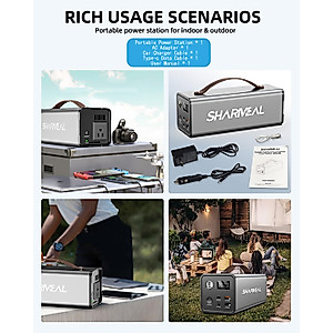 Sharmeal 118Wh Portable Power Station, 32000mAh Pure Sine Wave Camping Solar Generator, 110V/200W AC Outlet Backup Lithium Battery for CPAP Home Camping Emergency Backup